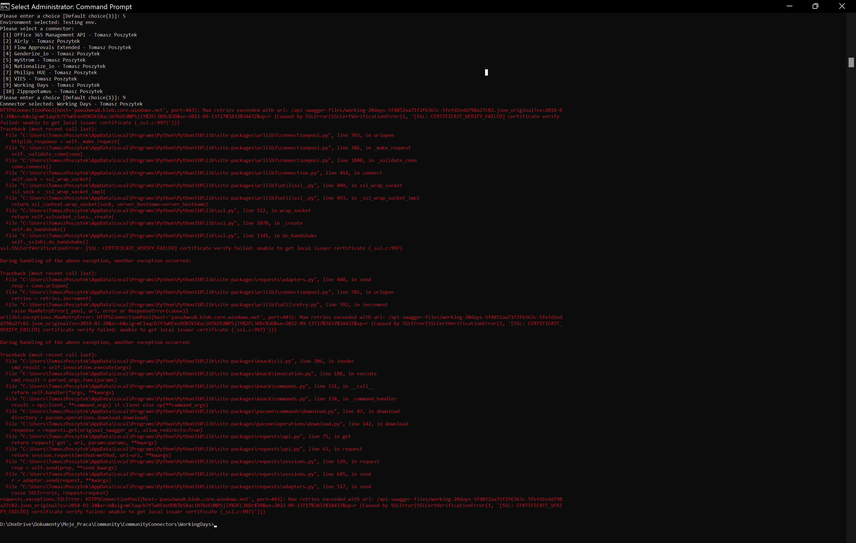 [SERVICE TEAM SUPPORT REQUEST] Unable to download connector using paconn download · Issue #1963 ...