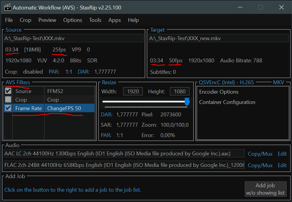 Frame rate change QSVEncC · Issue #1069 · staxrip/staxrip · GitHub