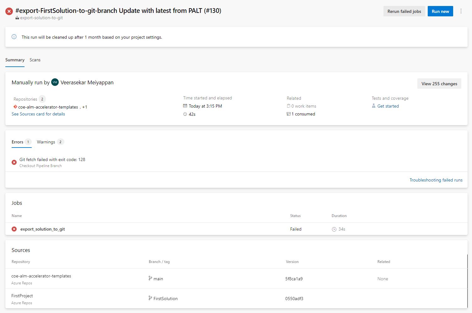 Alm Accelerator Bug Git Fetch Failed With Exit Code128 Checkout Pipeline Branch · Issue