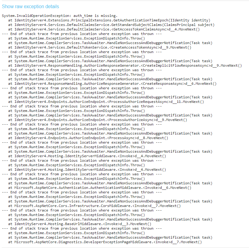 System.InvalidOperationException: auth_time is missing · Issue #2382 ...