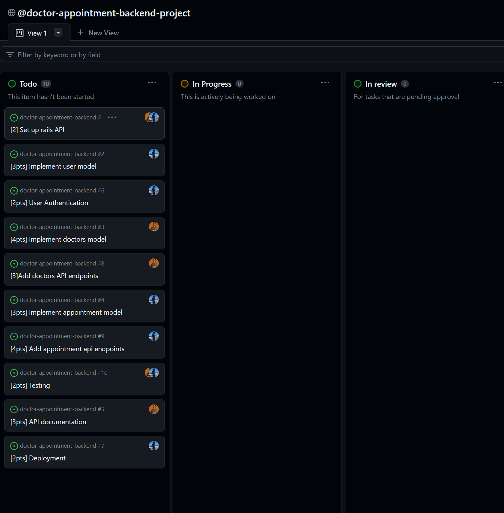Set up kanban board for final Capstone Project · Issue #9 · benja27/Doctor-Appoinments---Front ...