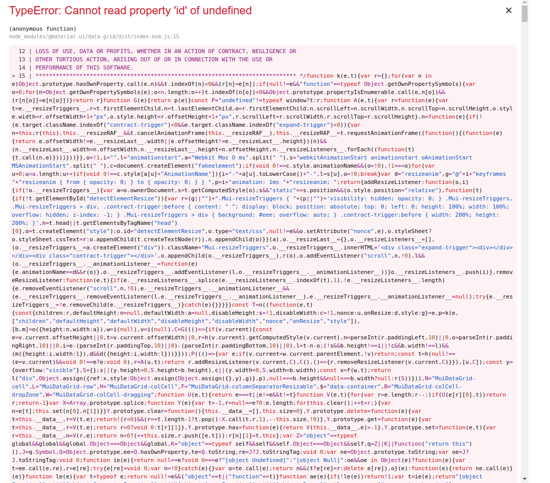 Data Grid Error · Issue 603 · Muimui X · Github
