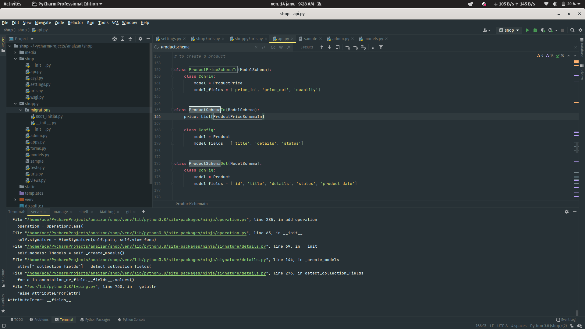 error "AttributeError: fields" · Issue #324 · vitalik/django-ninja · GitHub
