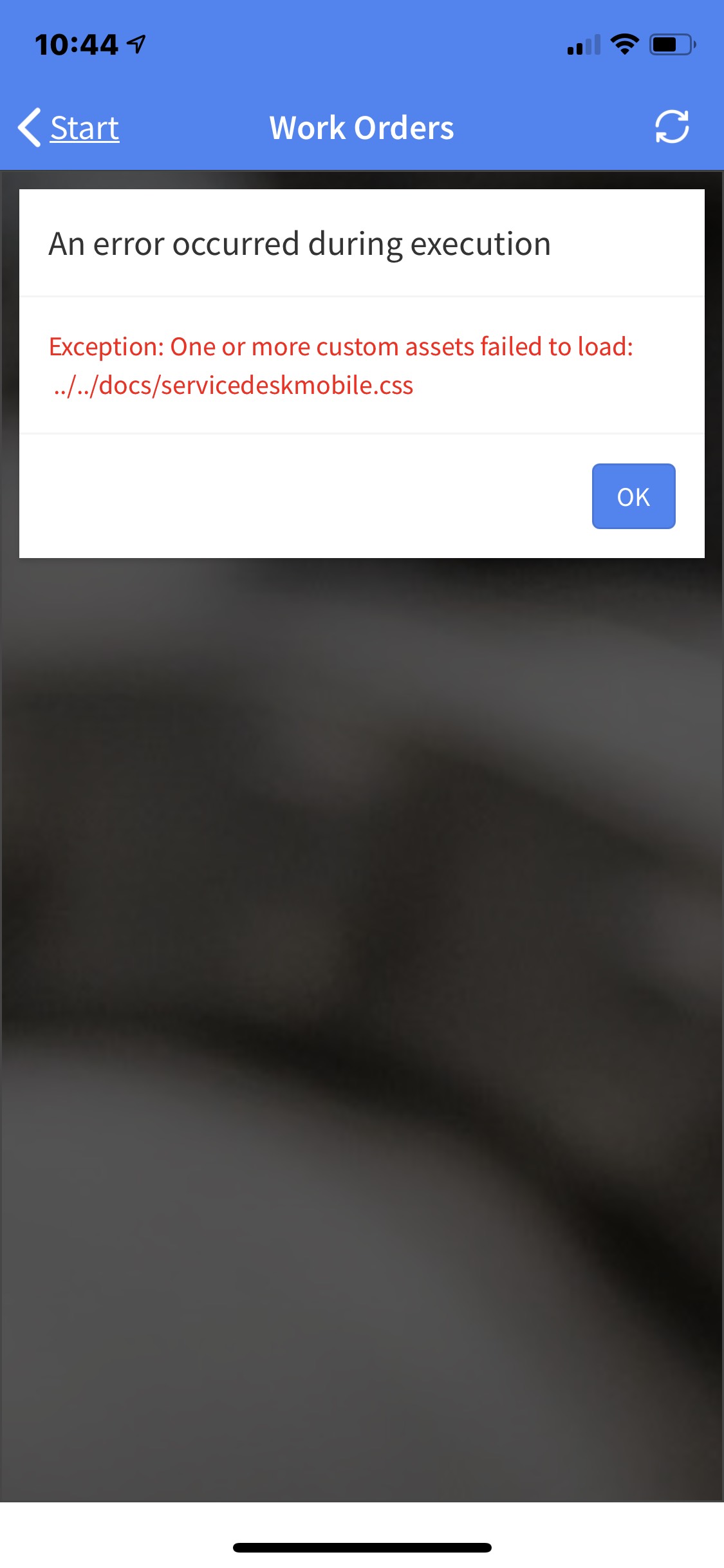 Mobile Clients are not starting : An error occurred during execution Exception: One or more ...