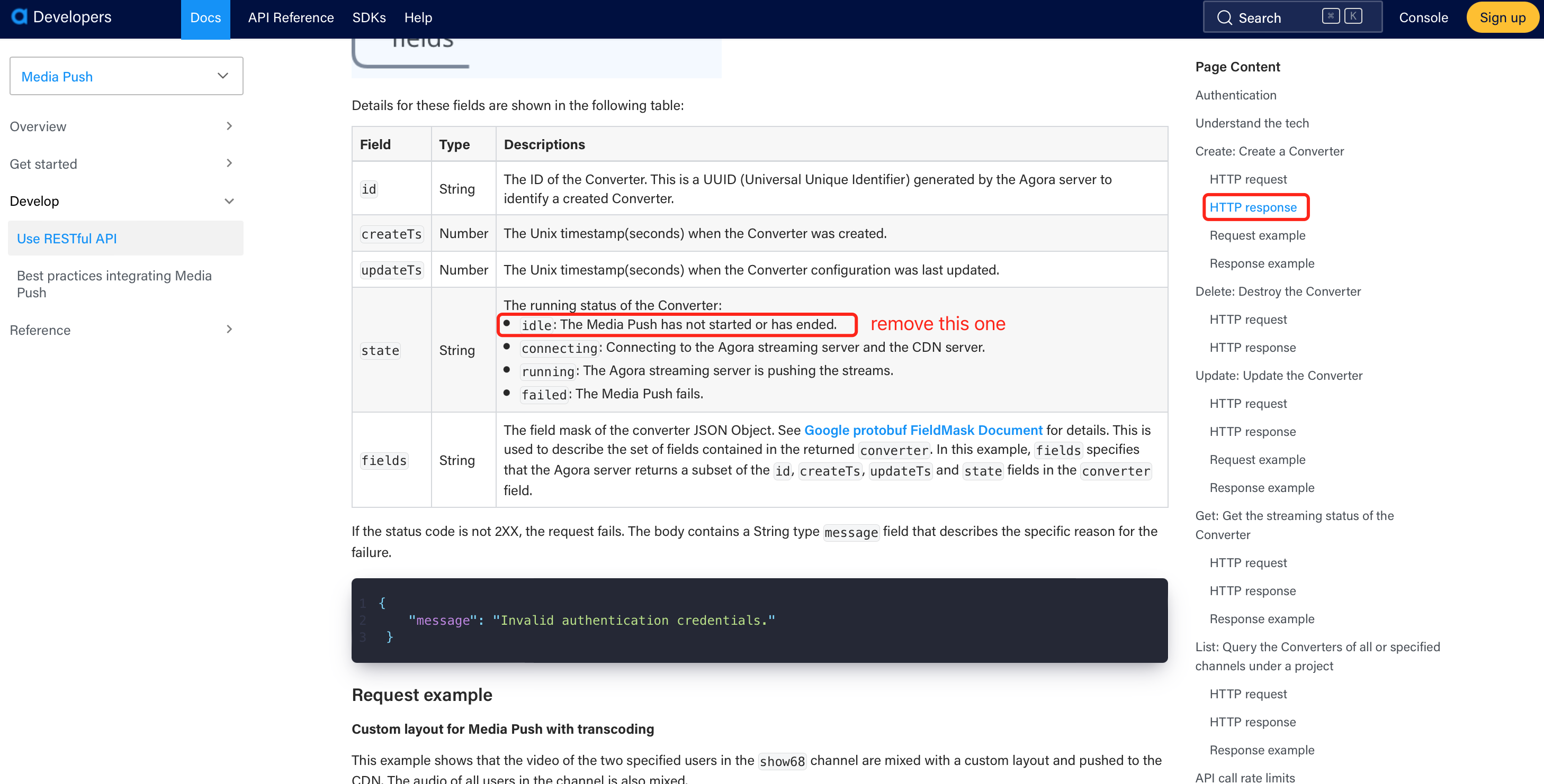 [Media Push] Remove idle state from the API ref · Issue #1324 · AgoraIO/Docs-Source · GitHub
