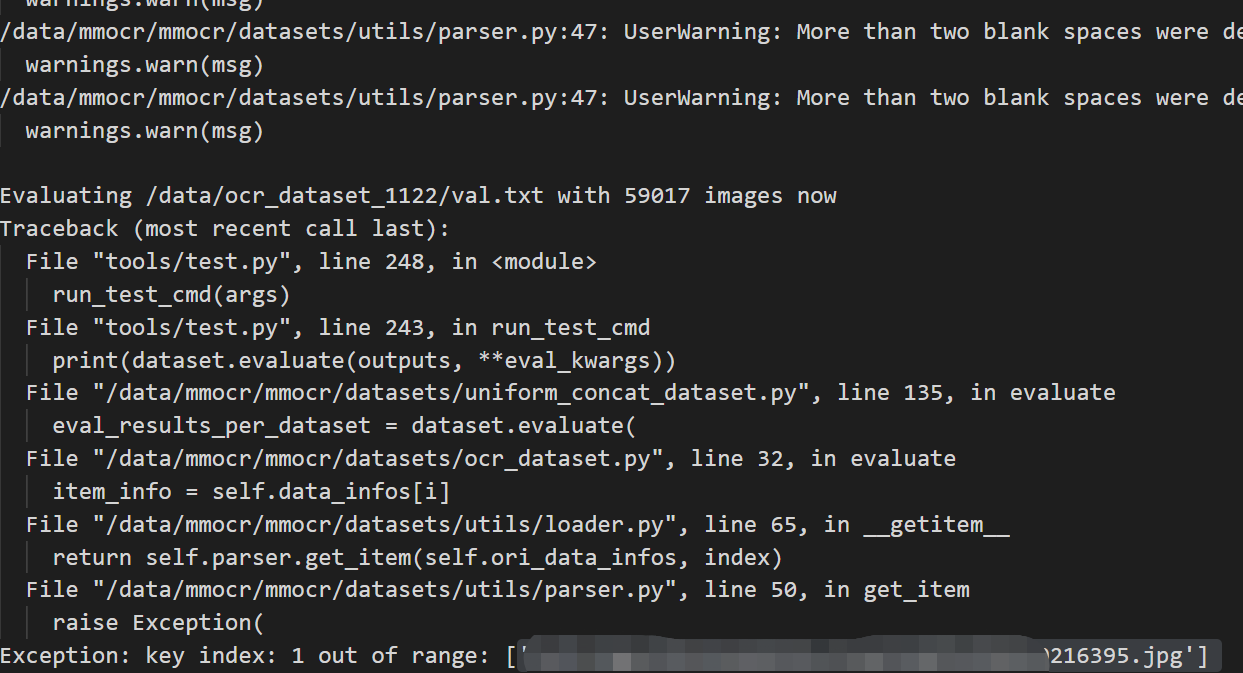文本识别模型测试时，标注里有空格（图片名+无标注），会报错，训练也有警告 · Issue #1643 · open-mmlab/mmocr · GitHub