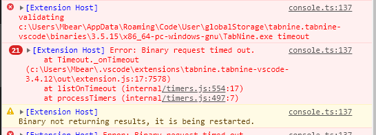 3.5.15\x86_64-pc-windows-gnu\TabNine.exe timeout · Issue #418 · codota/TabNine · GitHub