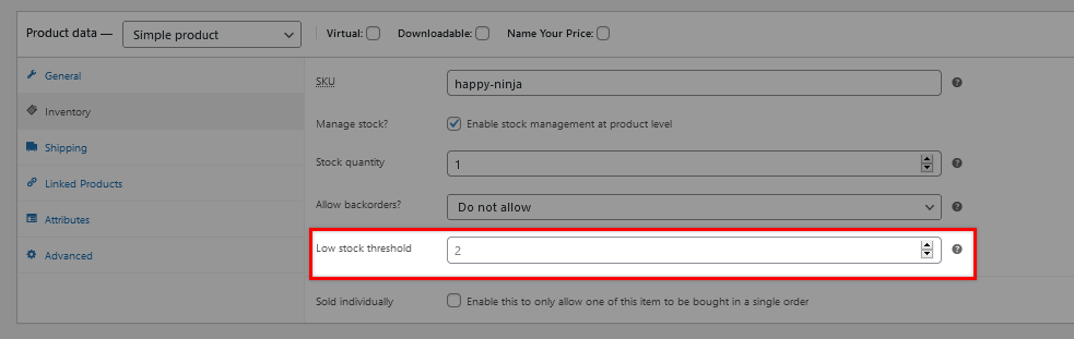 wc_get_low_stock_amount() returns a string if not set at product level ...