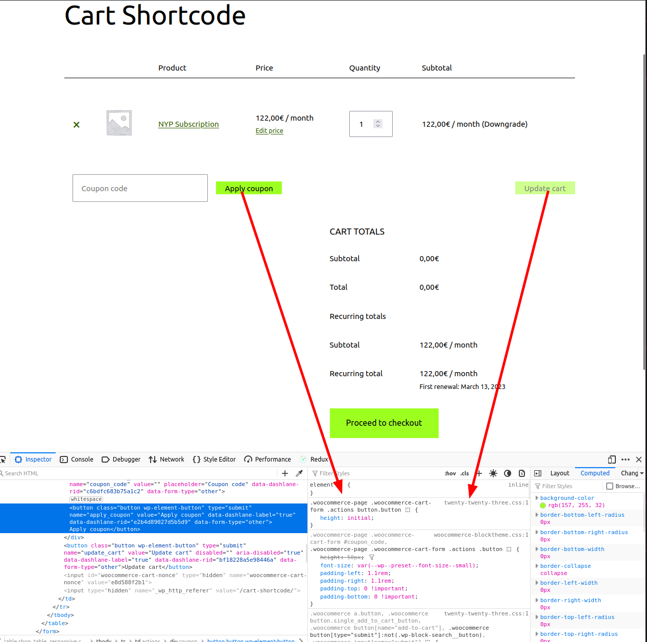 Cart Button Styles In Twenty Twenty Three Theme · Issue 36822