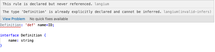 Add validation of implicit `infers` usage · Issue #449 · eclipse-langium/langium · GitHub
