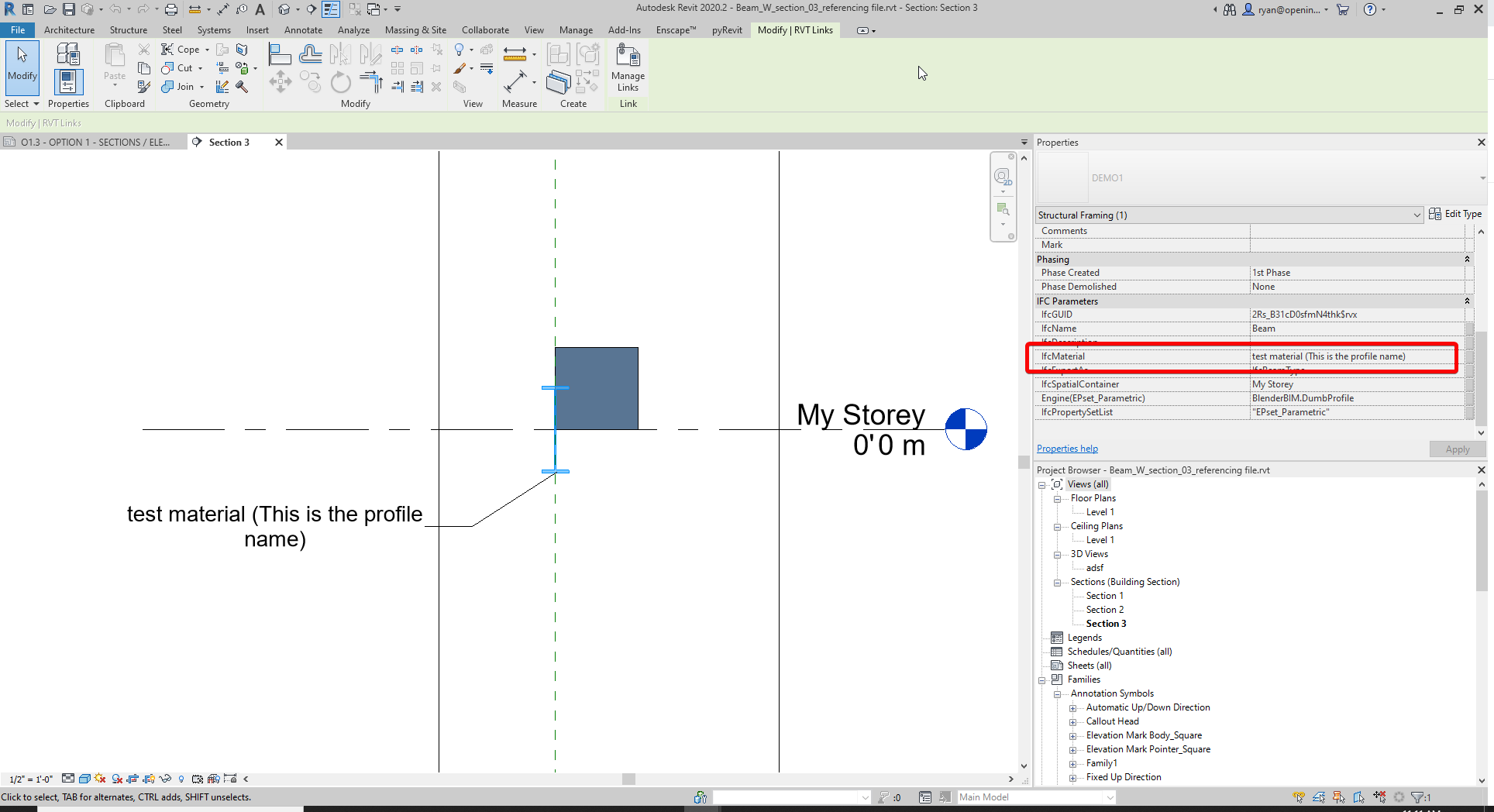 Is it possible to not have the ProfileName attribute from IfcIShapeProfileDef show up in the ...
