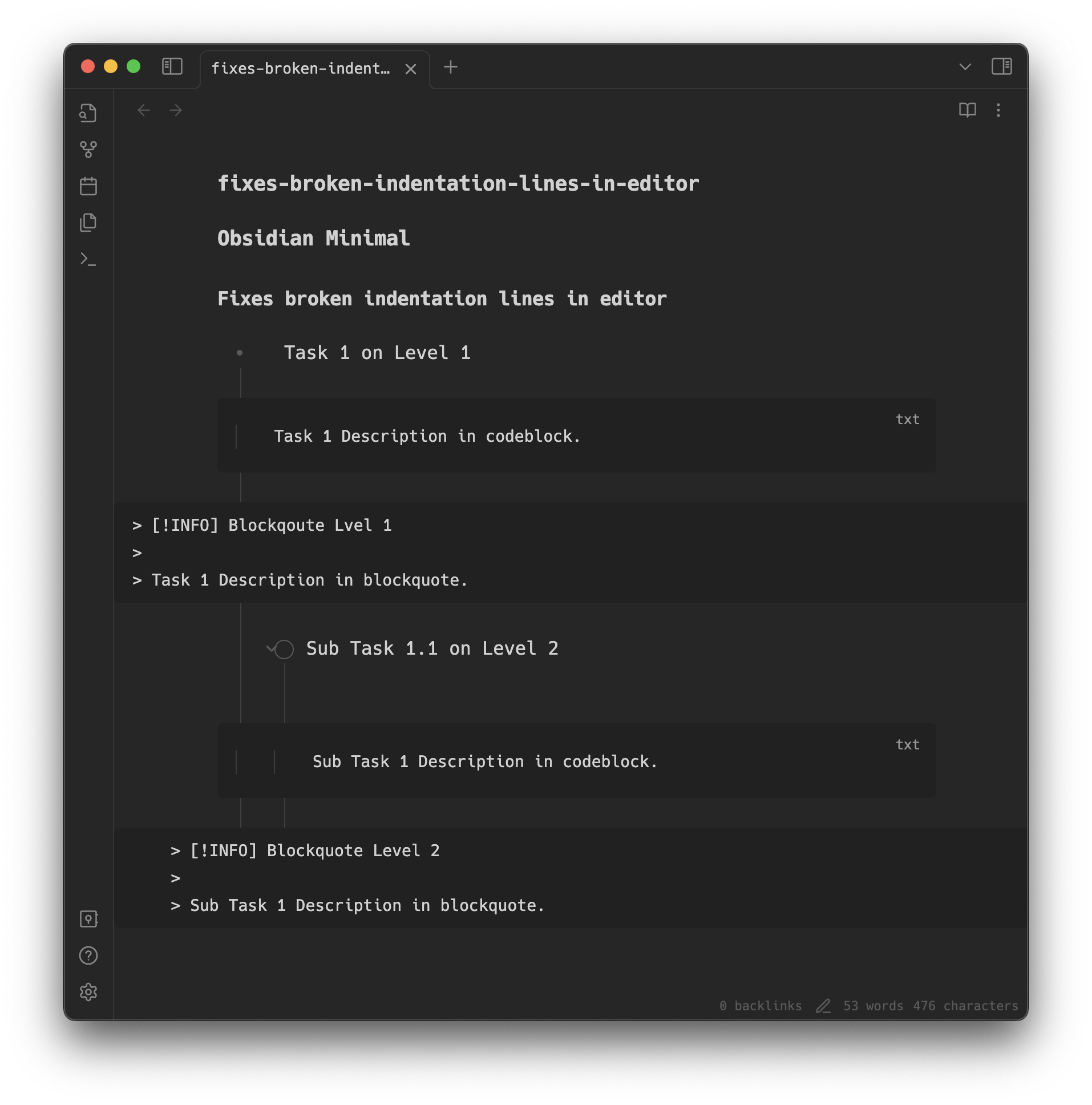 Fixes broken indentation line in editor (source mode) · Issue #497 · kepano/obsidian-minimal ...