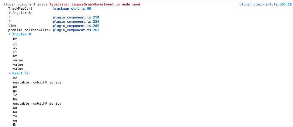 Error: LegacyGraphHoverEvent when trying to create a Trackmap panel ...