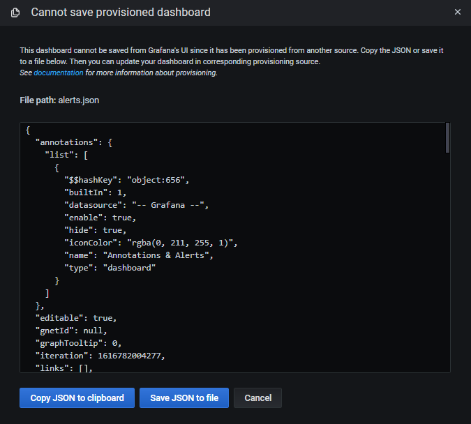 Alert provisioning: view yaml when saving · Issue #82721 · grafana/grafana · GitHub