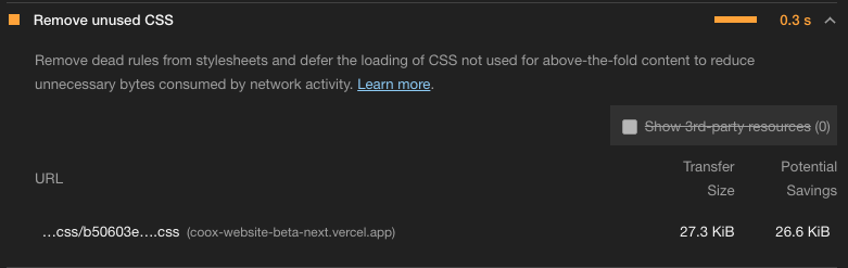 How to remove Remove unused JS & CSS · vercel next.js · Discussion ...