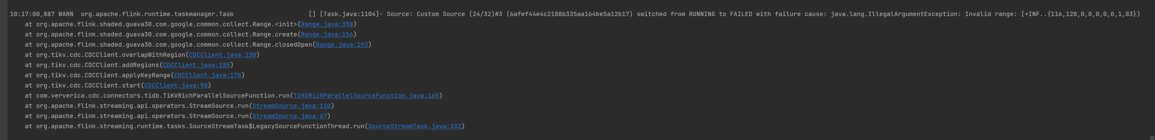 simple tidb cdc demo,but caused 'java.lang.IllegalArgumentException: Invalid range: ' · Issue ...