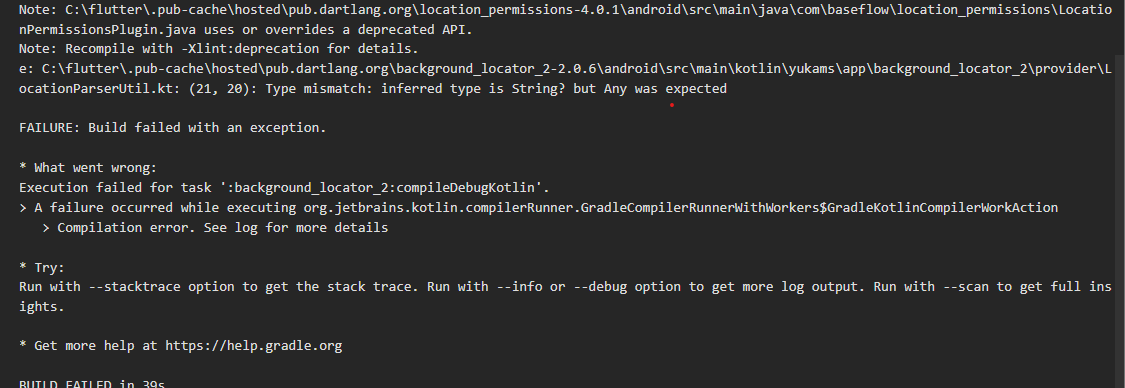 Error: Type mismatch: inferred type is String? but Any was expected in targetSdkVersion 33 ...