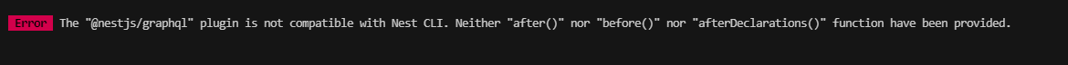 Graph cli plugin not compatible error · Issue #2005 · nestjs/graphql · GitHub
