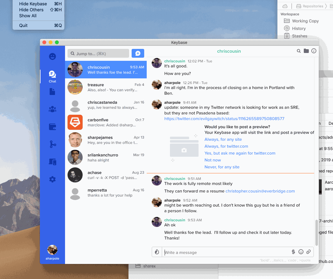 macOS: hiding the app doesn't make the window disappear · Issue #3388 · keybase/keybase-issues ...