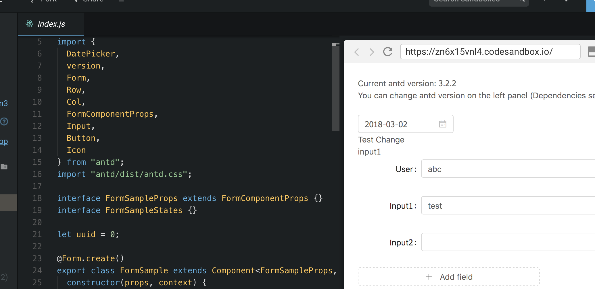 Array in Form cannot be initialized by key in format of "arrayA[index ...