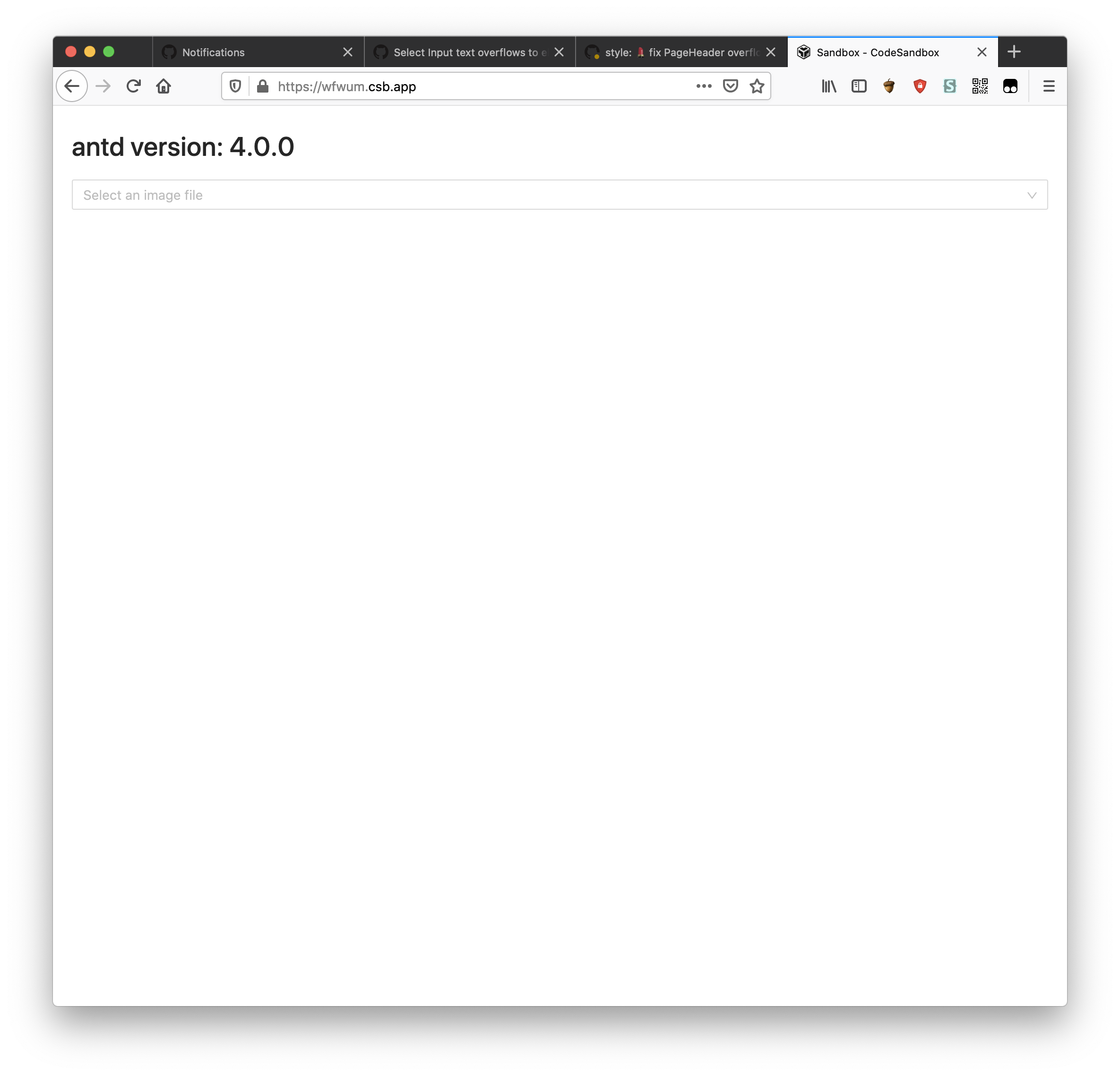 Select Input text overflows to ellipsis too early (antd 4.0.2 - Firefox only) · Issue #22017 ...