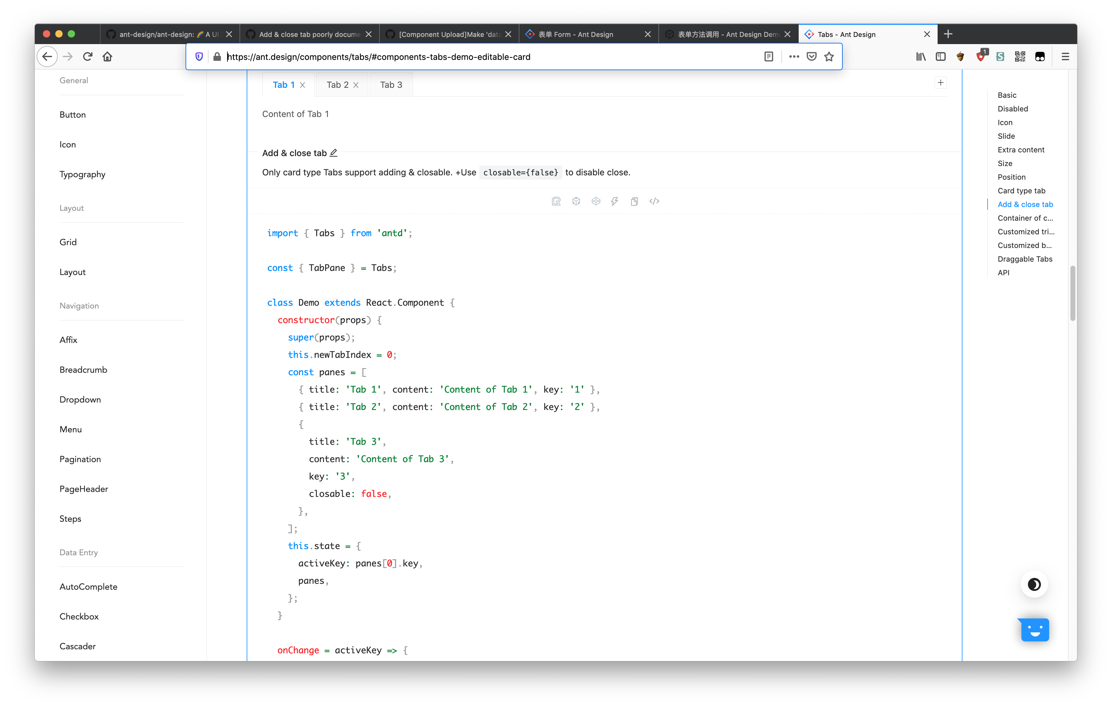 Add & close tab poorly documented · Issue #22530 · ant-design/ant ...