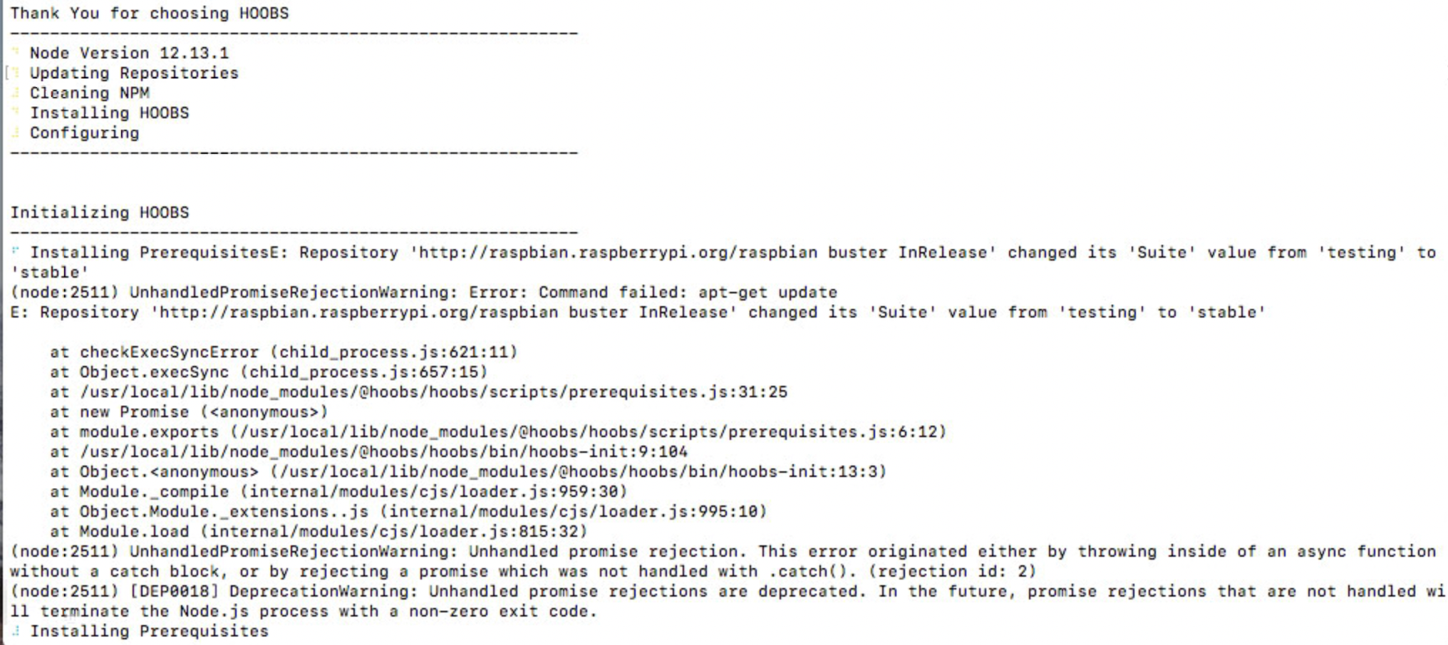 Install Script Prerequisites Error · Issue #275 · hoobs-org/HOOBS · GitHub