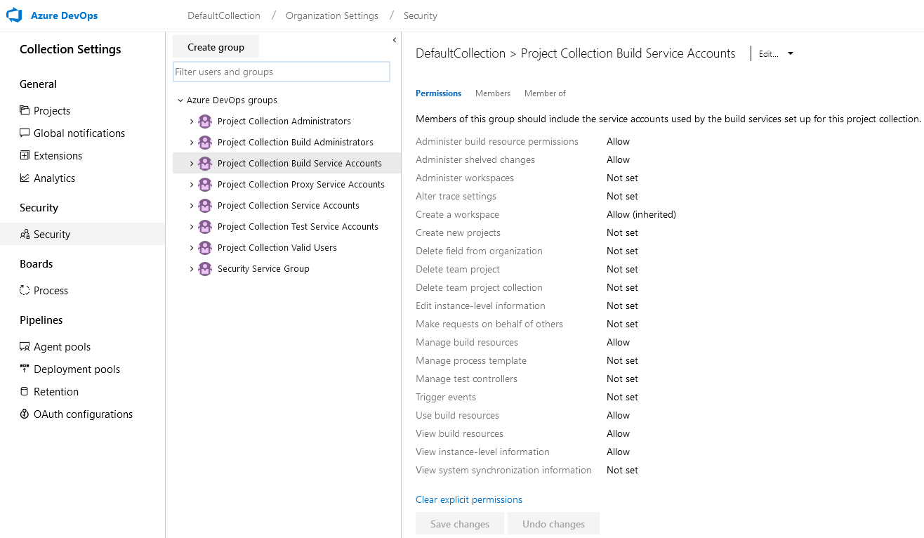 Error: Access denied. Project Collection Build Service (DefaultCollection) needs Use permissions ...