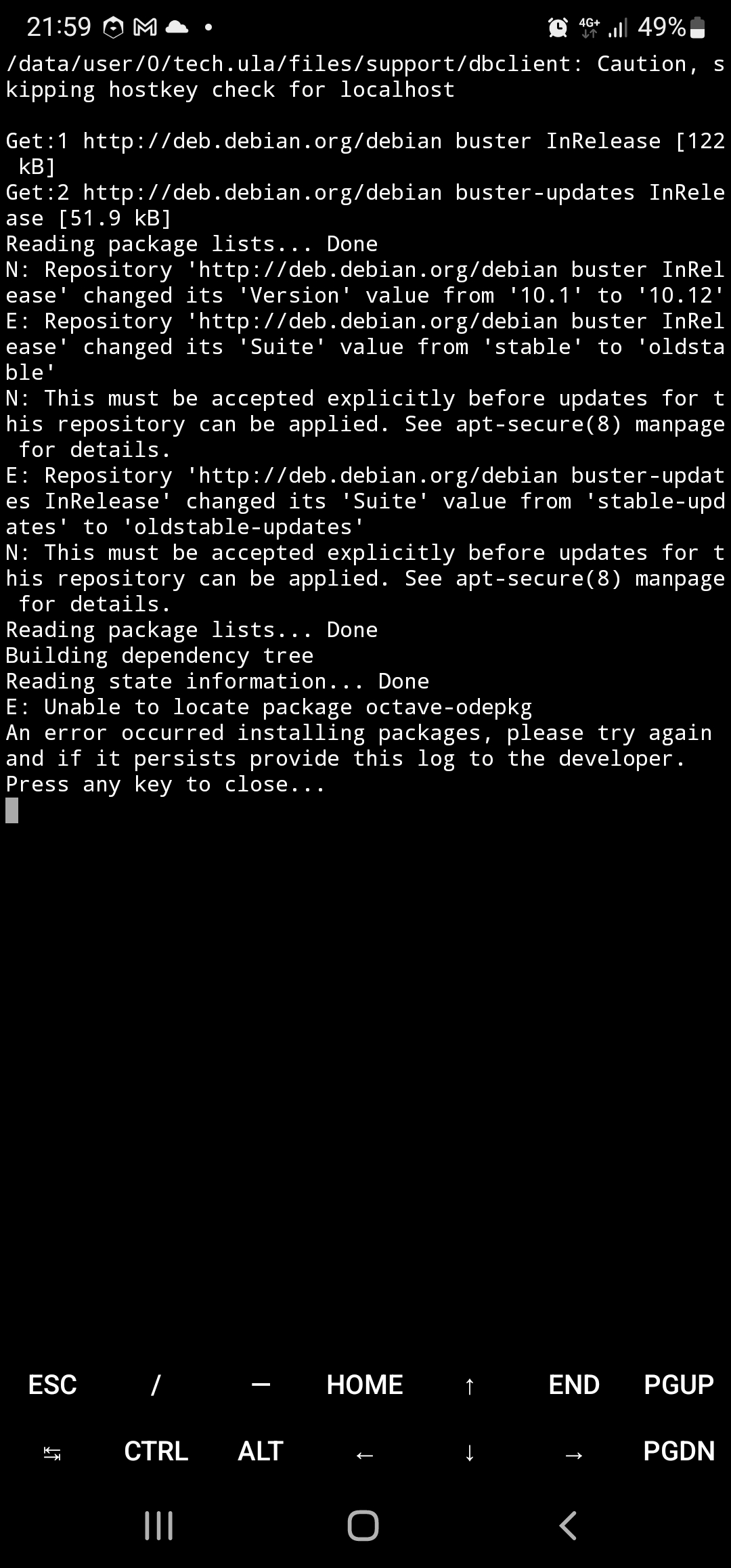 Bug report - Octave install error odepkg · Issue #1579 · CypherpunkArmory/UserLAnd · GitHub