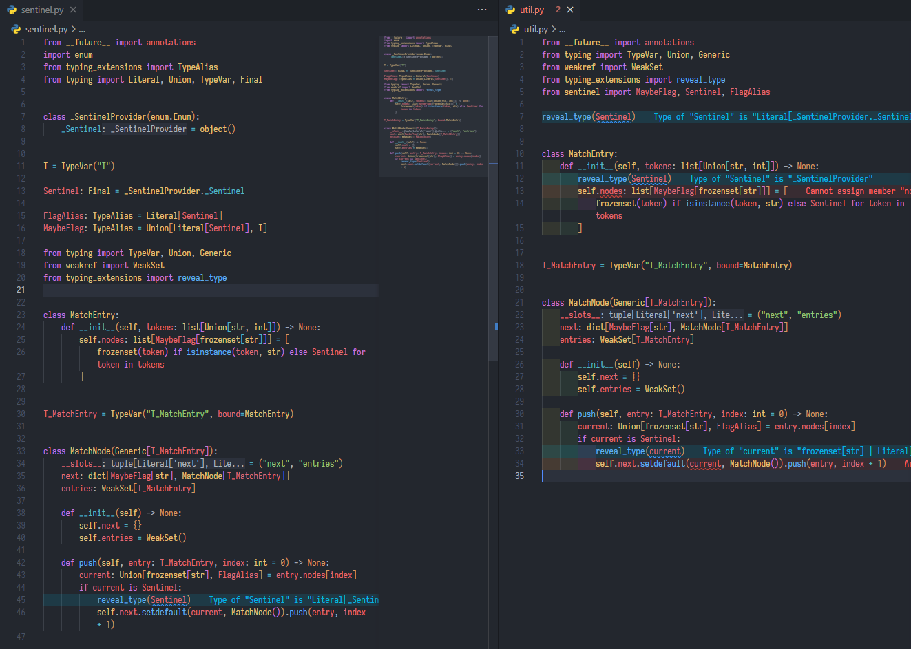 Type narrowing with `Literal[Enum]` seems to fail on complex code ...