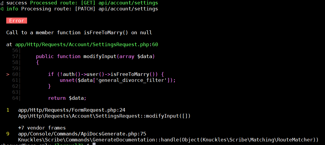Accessing auth()->user() from a FormRequest · Issue #155 · knuckleswtf/scribe · GitHub