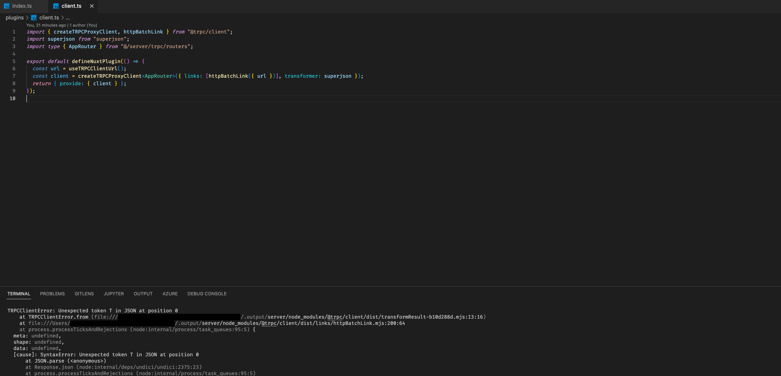 Superjson transformer giving errors · Issue #41 · wobsoriano/trpc-nuxt ... Superjson transformer giving errors · Issue #41 · wobsoriano/trpc-nuxt ...