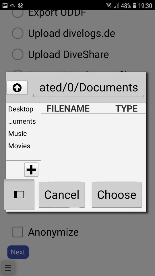Mobile export tool problems · Issue #2615 · subsurface/subsurface · GitHub