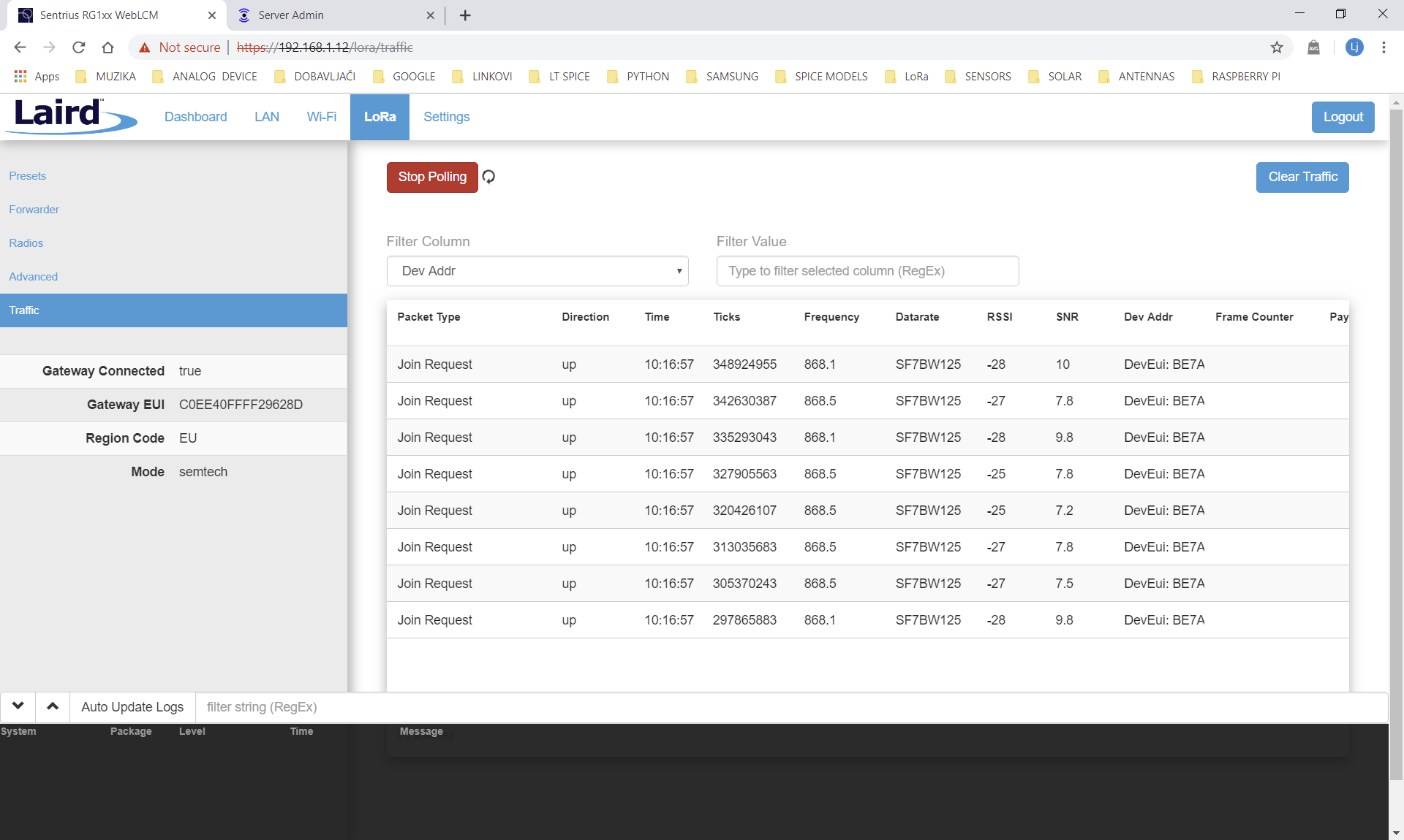 Can't join LAIRD Lora module to Lorawan Server · Issue #638 · gotthardp ...
