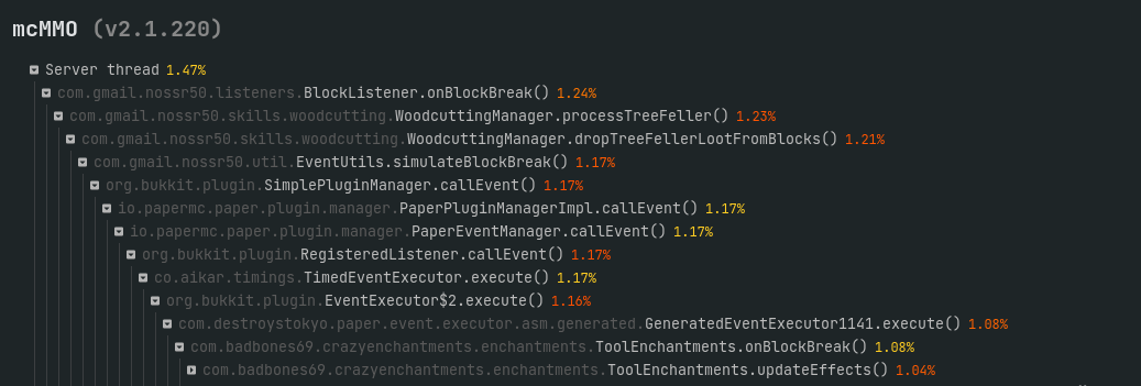 Lag Spike with TreeFeller · Issue #4897 · mcMMO-Dev/mcMMO · GitHub