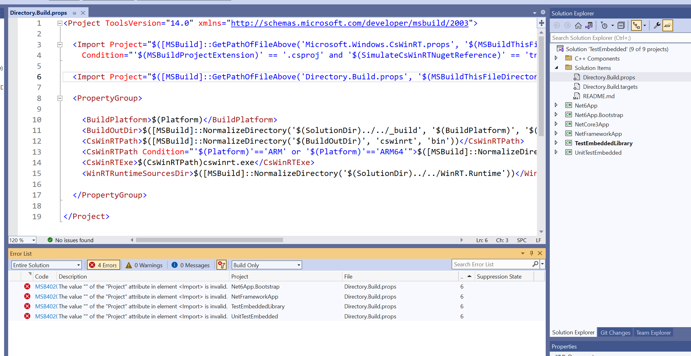 Error Msb4020 The Value Of The Project Attribute In Element Is Invalid · Issue 1294