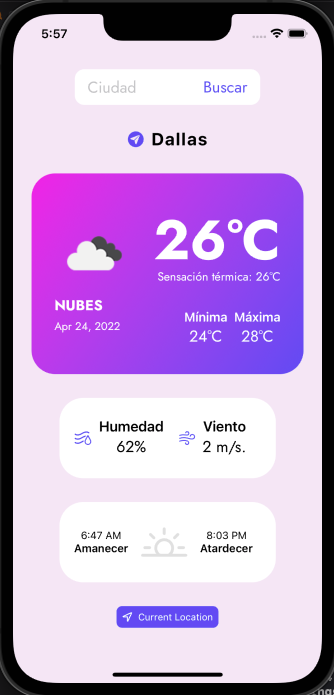GitHub - camilastorck/weatherApp: App del clima creada con SwiftUI y la API de OpenWeather.
