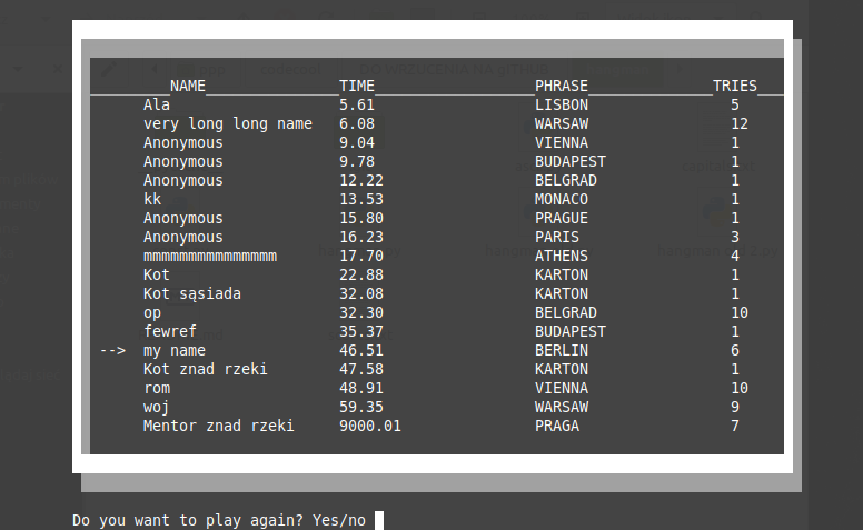 GitHub - wojnarw/Hangman-game: Old project with simple hangman game ...