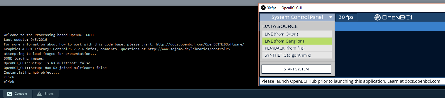 GUI hangs when trying LSL and when played by Processing IDE, hub does not work · Issue #316 ...