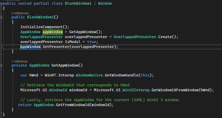 System.ArgumentException when OverlappedPresenter.IsModal is set to "true" · Issue #3258 ...