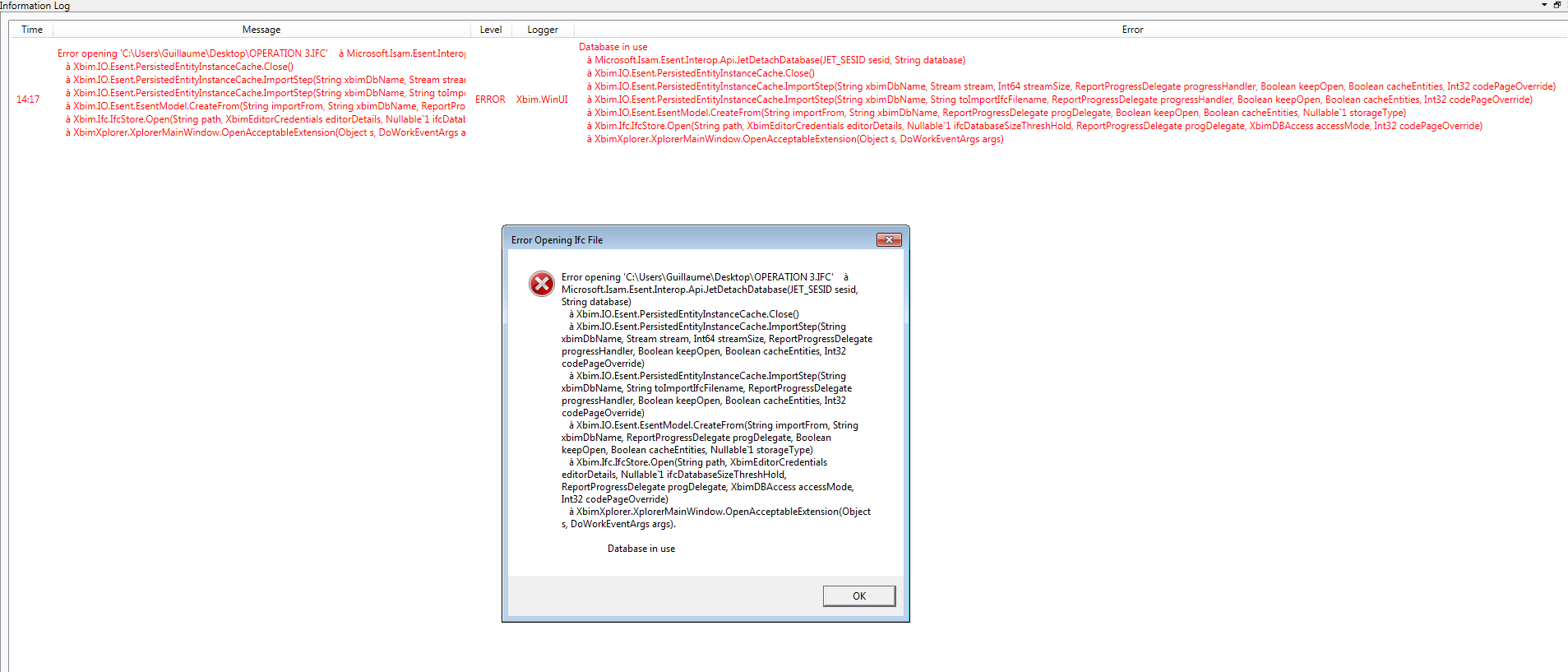 Error "Database in use" on IfcStore.Open() · Issue #262 · xBimTeam/XbimEssentials · GitHub