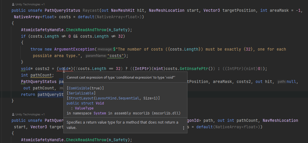 Cannot cast expression of type 'conditional expression' to type ``void ...