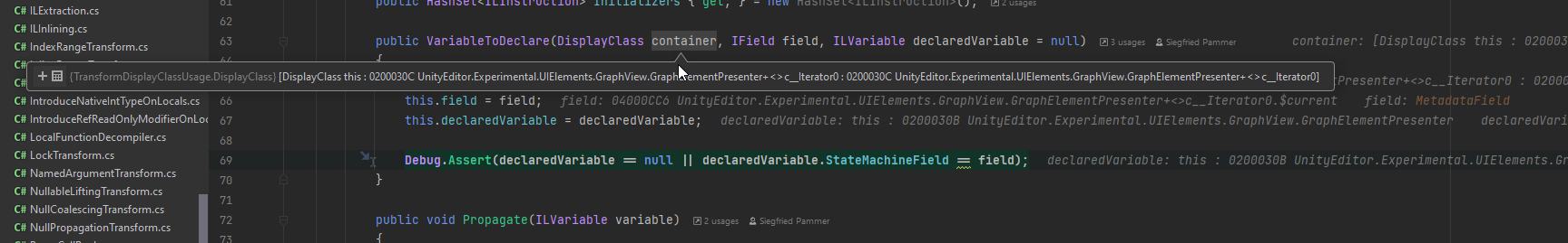 Process terminated. Assertion failed - in ``TransformDisplayClassUsage.VariableToDeclare ...