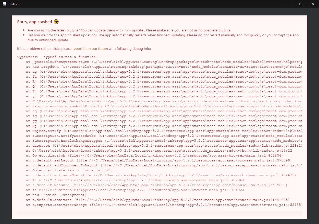 Inkdrop crashed after installing plugin. · Issue #5 · heathyboyj/inkdrop-switch-note · GitHub