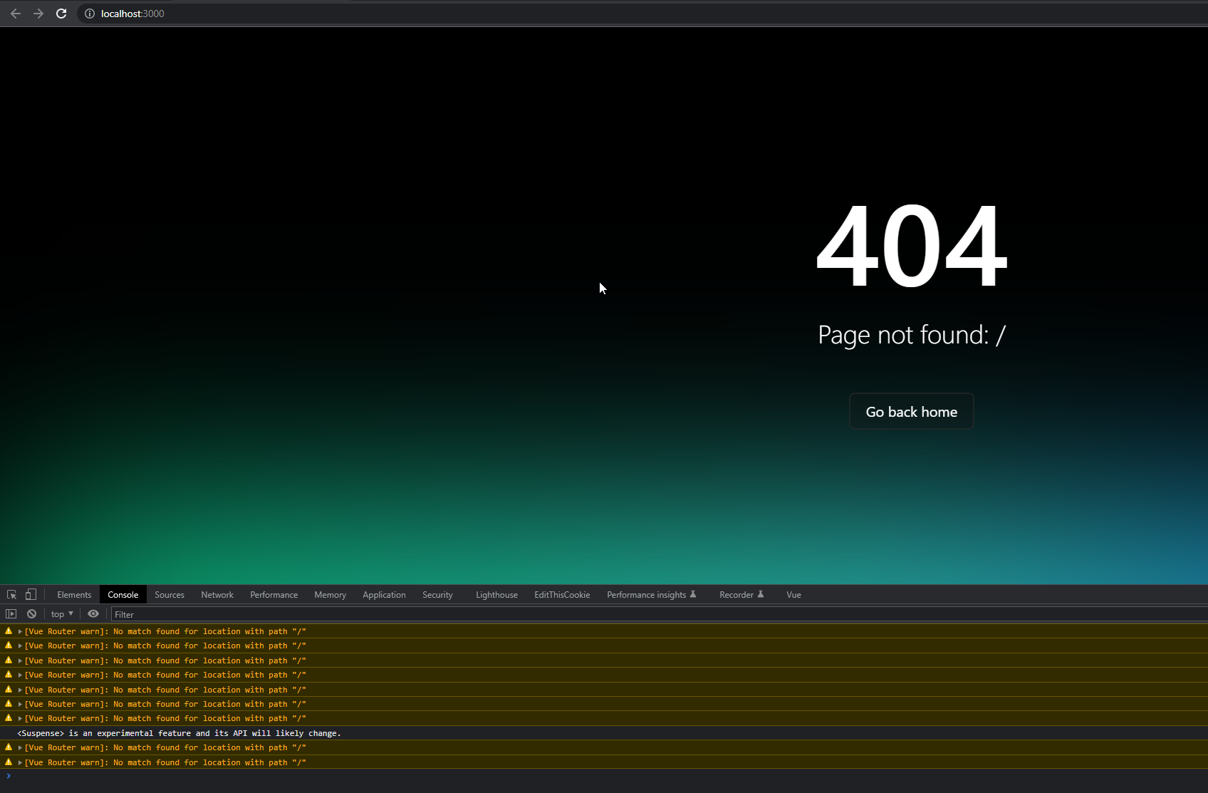 Going To A Page With Appvue Produces A No Match Found For Location With Path Error