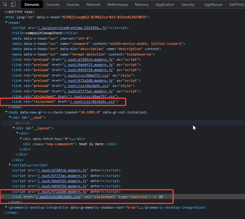 Nuxt Is Adding All Extracted Css Files Both To Head And To End Of Html