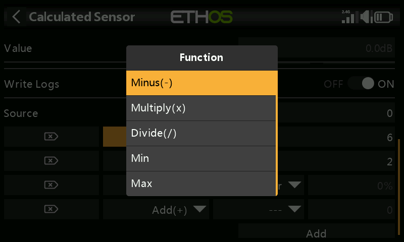 Calculated sensor · Issue #1025 · FrSkyRC/ETHOS-Feedback-Community · GitHub