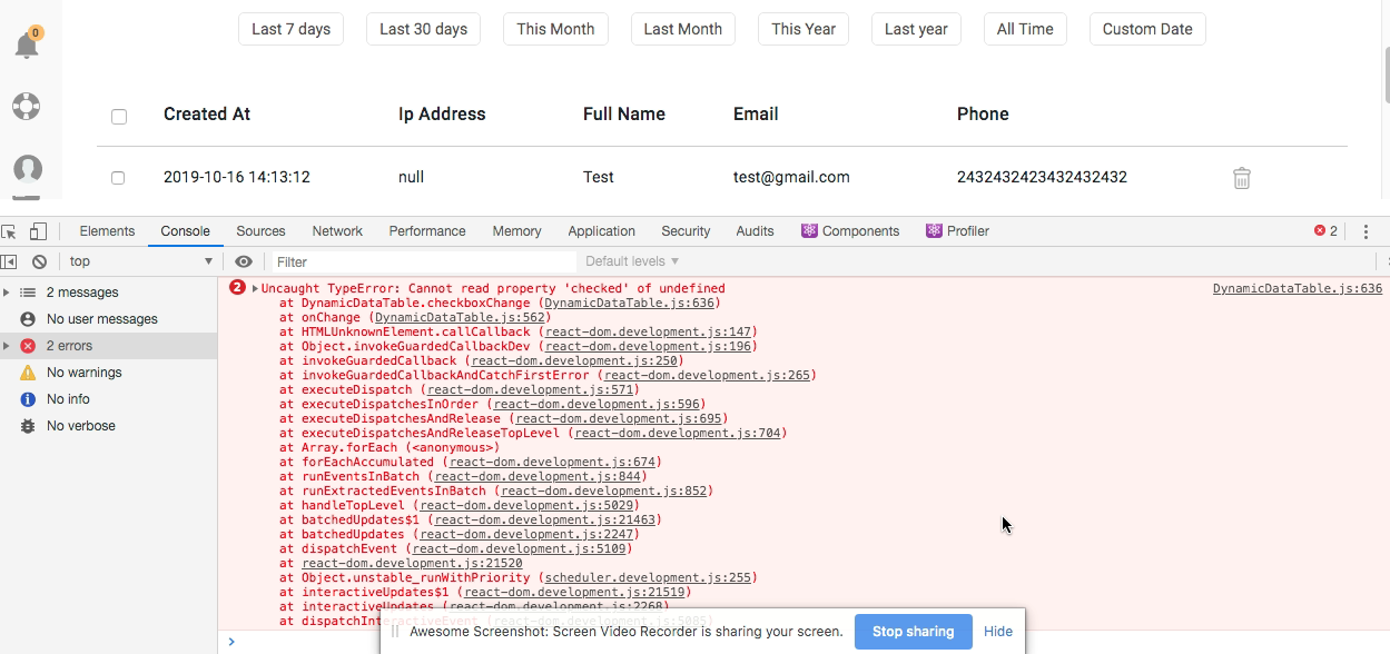 Unable To Do Bulk Select · Issue 80 · Langleyfoxall React Dynamic Data Table · Github
