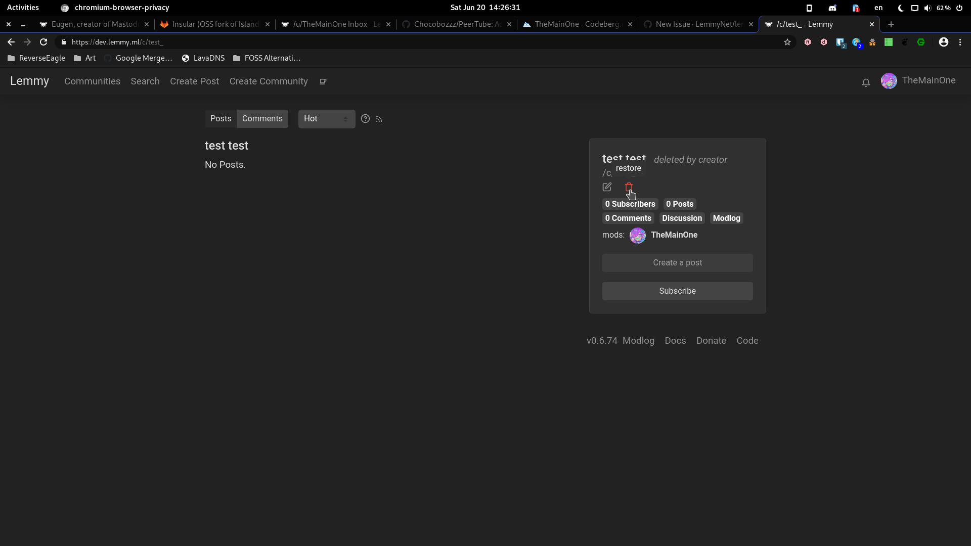 Deleted communities still show up in user's profile · Issue #824 · LemmyNet/lemmy · GitHub