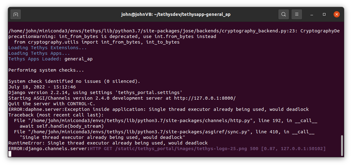 daphne server thread already being used, would deadlock · Issue #835 ...